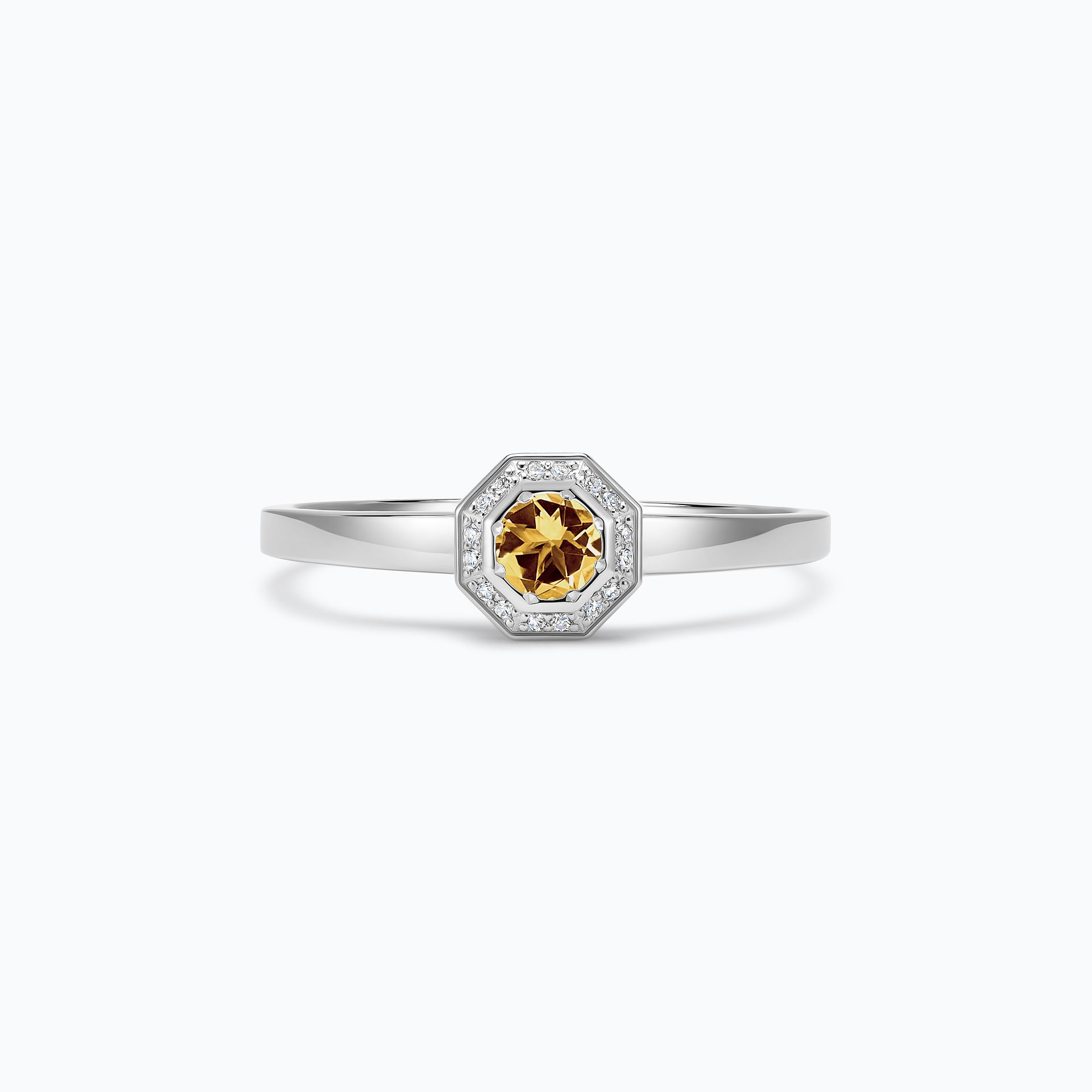Solitaire Octogone Saphir Jaune Tournesol