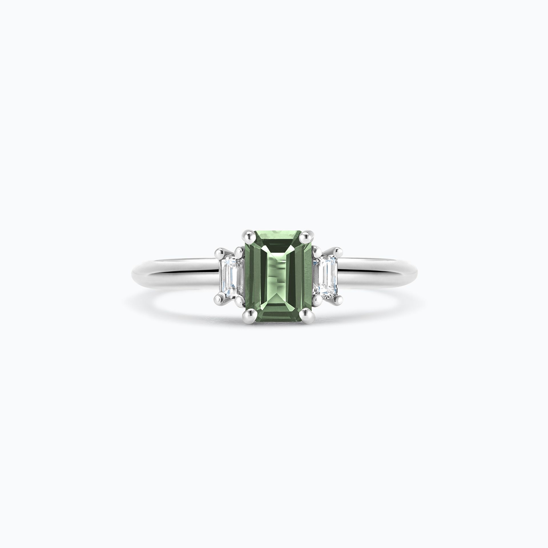 Solitaire Gatsby Saphir Vert 6 x 4 mm