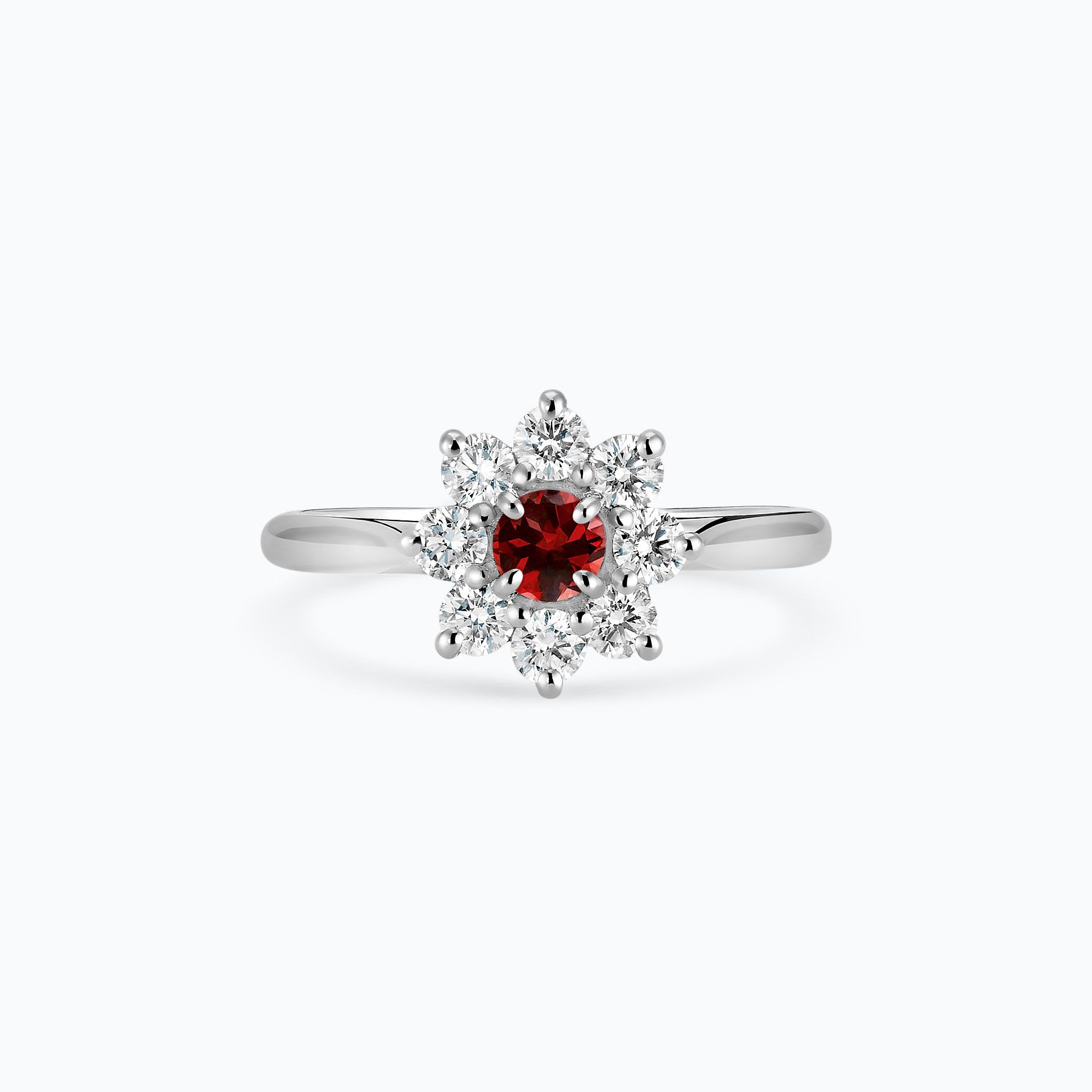 Solitaire Marguerite Étoilée Saphir Rouge 3.5 mm