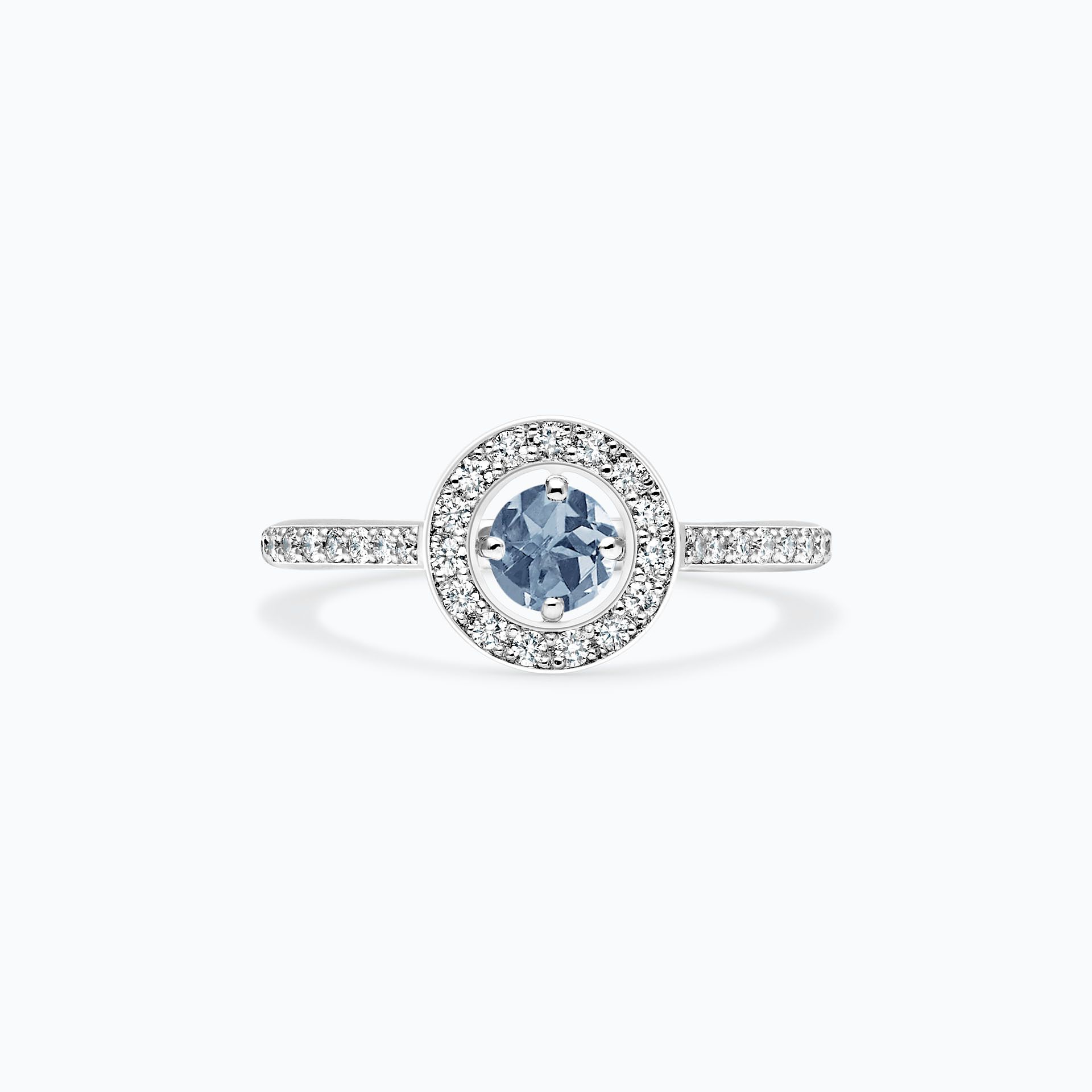 Solitaire Pavé Attraction Saphir Bleu Tendre