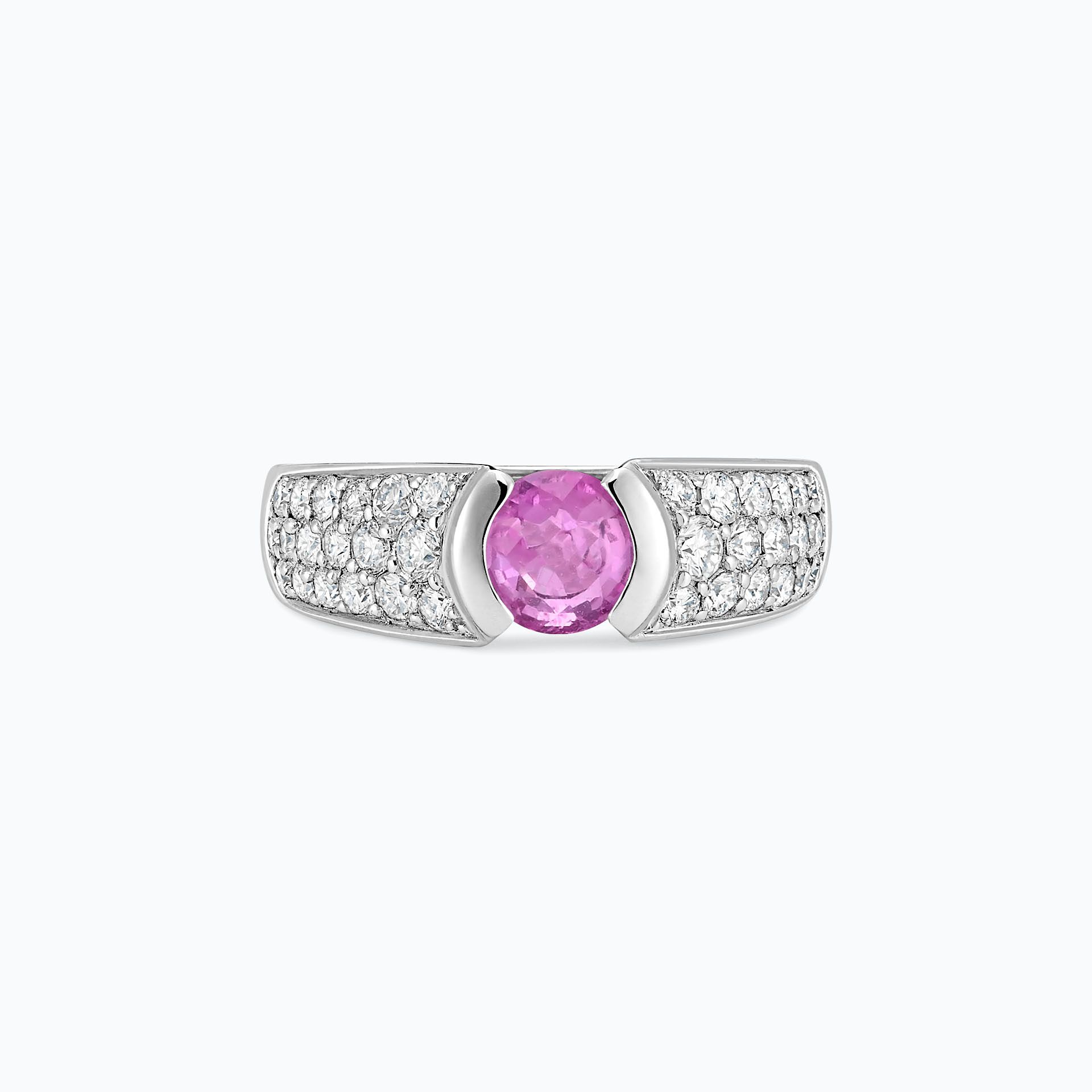 Solitaire Pavé Lovelace Saphir Rose